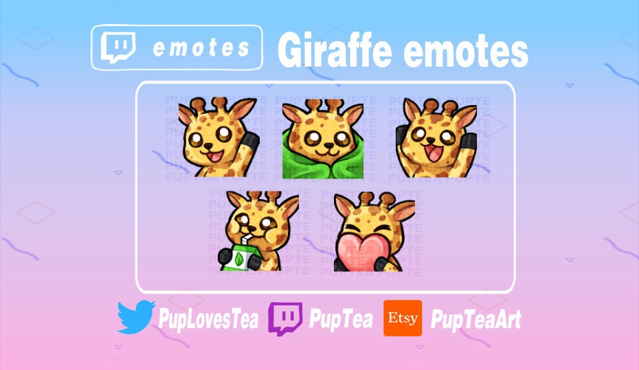 5x Cute Giraffe Emotes Pack for Twitch Youtube and Discord | Set 1 - Etsy