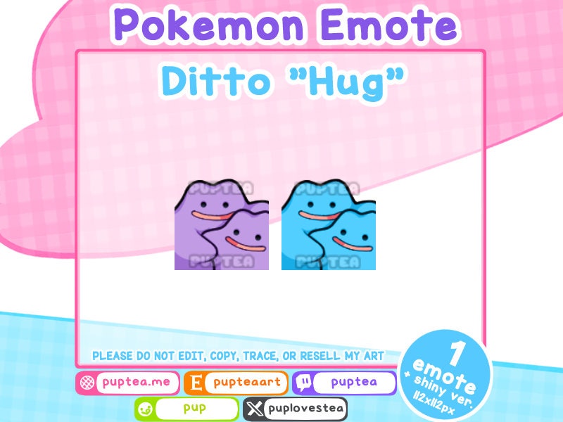 Pokemon Twitch and Discord Emote Ditto Hug Emote - Etsy Canada