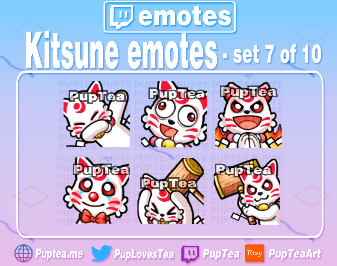 6x Cute Kitsune Emotes Pack for Twitch Youtube and Discord Set 7 - Etsy