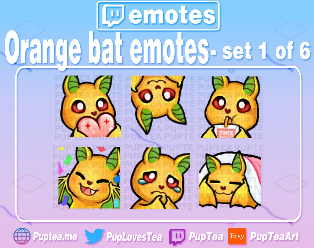 6x Cute Orange Bat Emotes Pack for Twitch Youtube and Discord Set 1 - Etsy