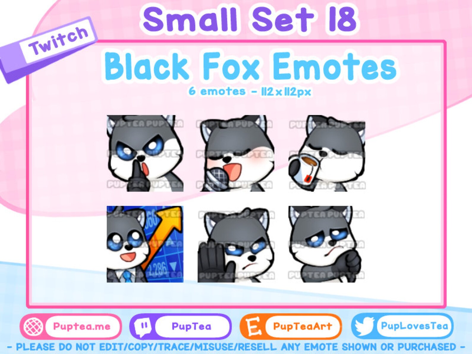 6x Cute Black Fox Emotes Pack for Twitch Youtube and Discord - Etsy