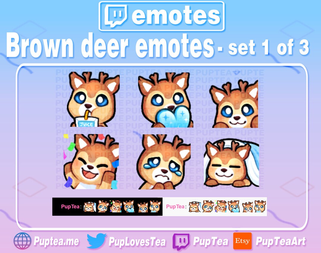 6x Cute Brown Deer Emotes Pack for Twitch Youtube and Discord - Etsy