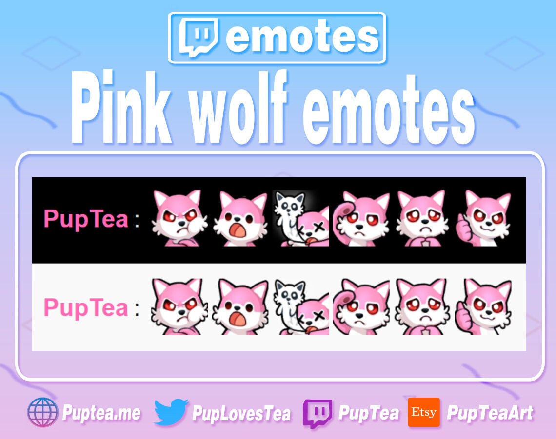 6x Cute Pink Wolf Emotes Pack for Twitch Youtube and Discord | Set 2 - Etsy