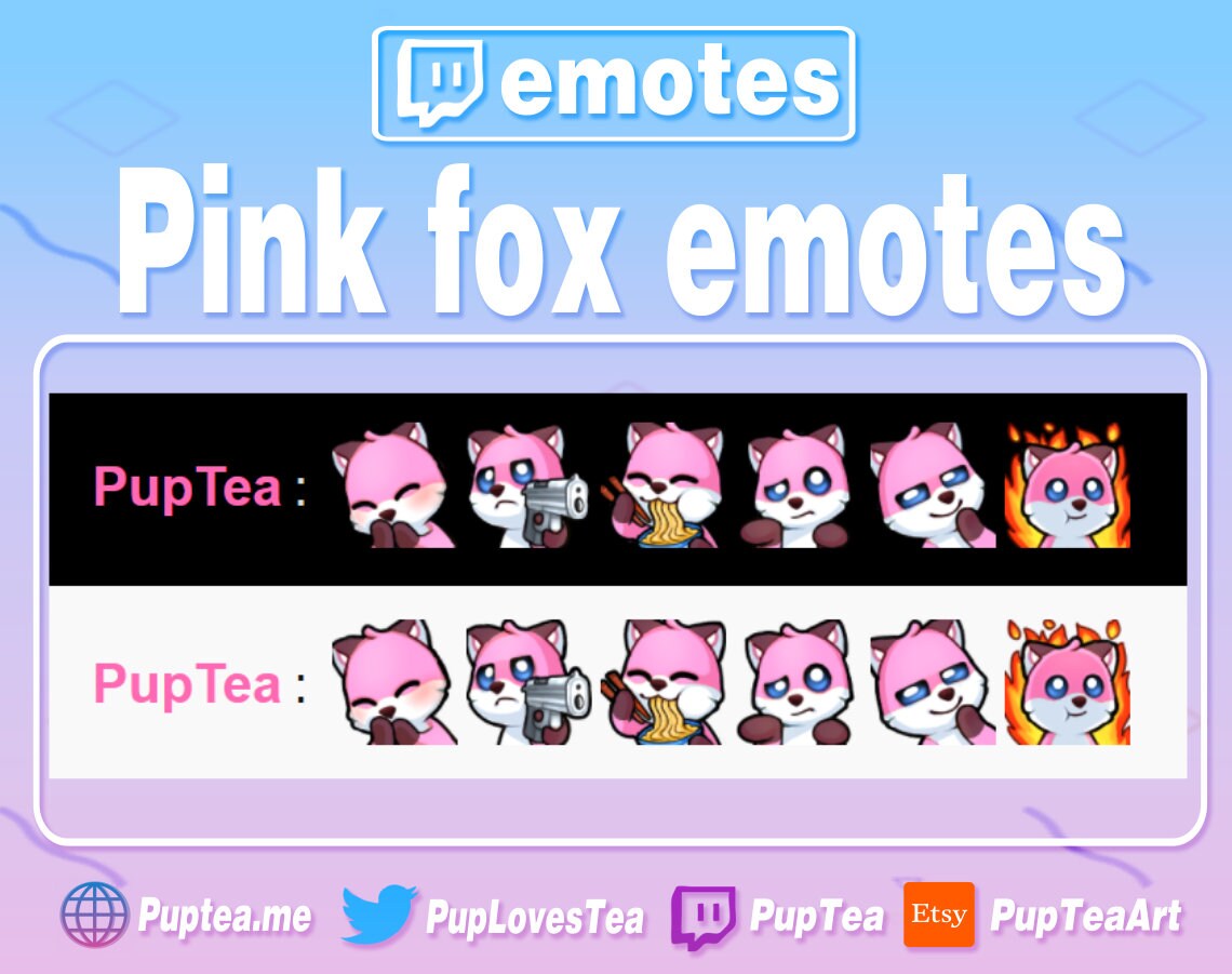6x Cute Pink Fox Emotes Pack for Twitch Youtube and Discord Set 5 - Etsy