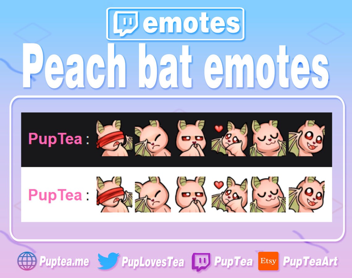 6x Cute Peach Bat Emotes Pack for Twitch Youtube and Discord - Etsy