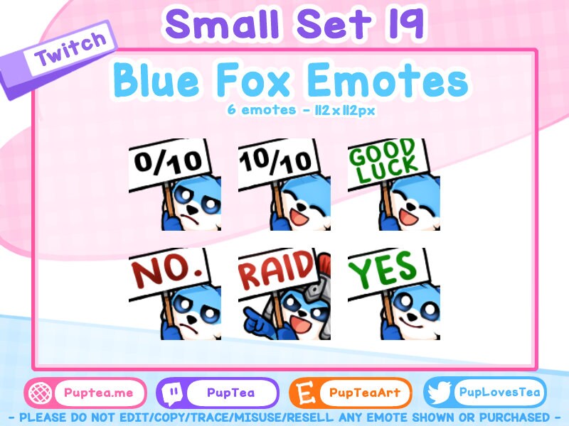 6x Cute Blue Fox Emotes Pack for Twitch Youtube and Discord Set 19 - Etsy