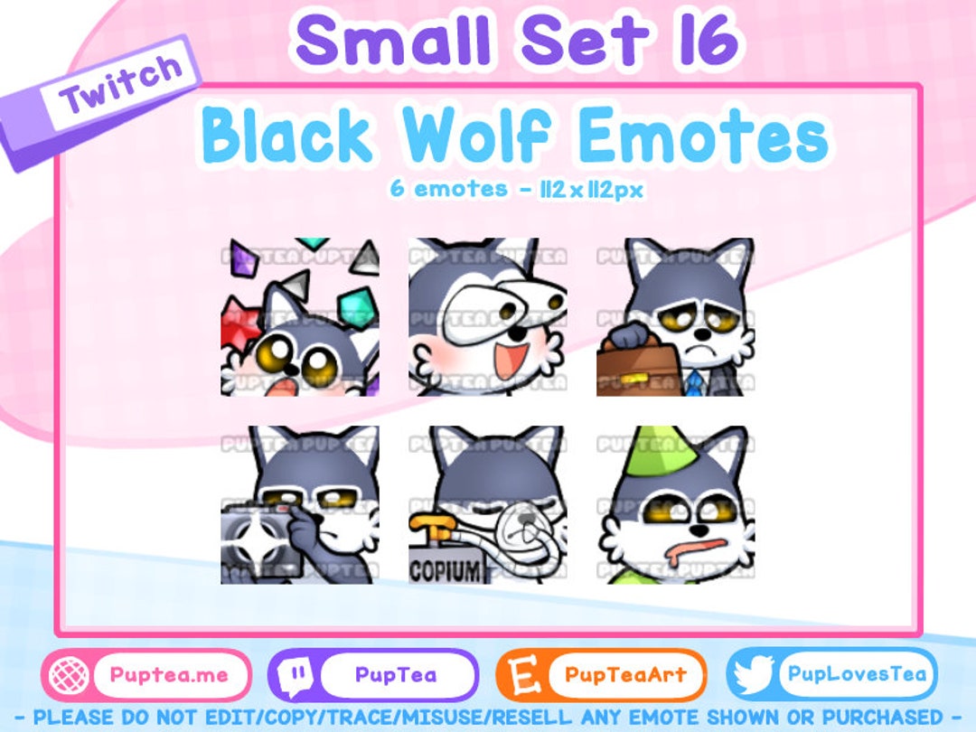 6x Cute Black Wolf Emotes Pack for Twitch Youtube and Discord - Etsy