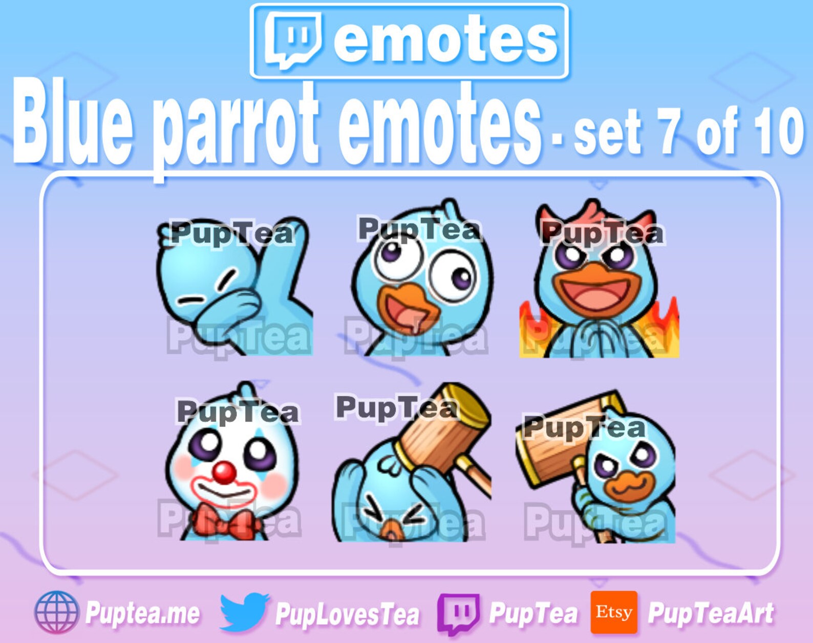 6x Cute Blue Parrot Emotes Pack for Twitch Youtube and Discord - Etsy