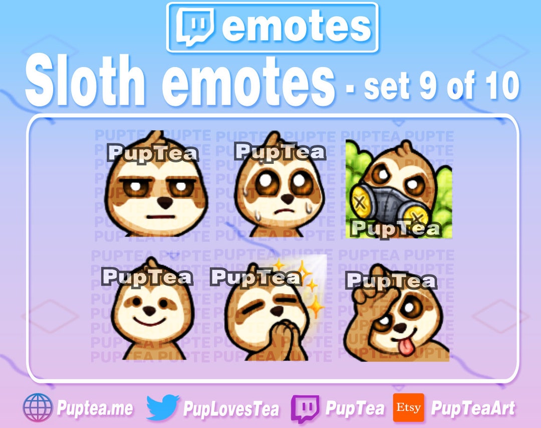 6x Cute Sloth Emotes Pack for Twitch Youtube and Discord Set 9 - Etsy