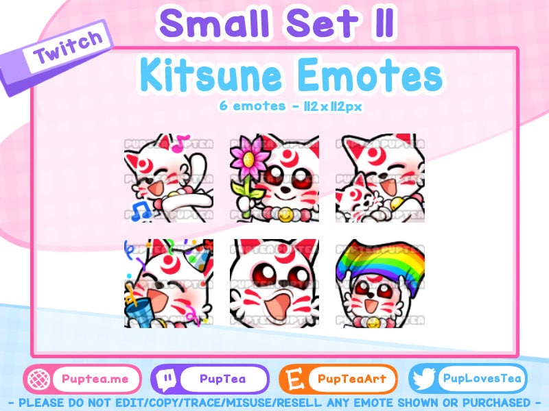 6x Cute Kitsune Emotes Pack for Twitch Youtube and Discord Set 11 - Etsy