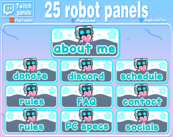 25x Cute Robot Twitch Panels / Twitch Streamer Panels - Etsy