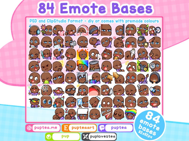 84x DIY Cute Emote Bases for Twitch, Youtube or Discord | Emote Base ...