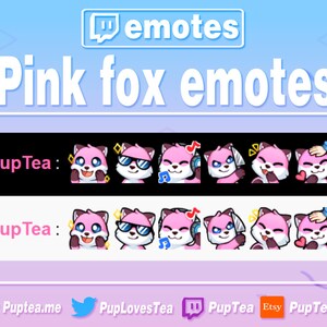 6x Cute Pink Fox Emotes Pack for Twitch Youtube and Discord | Set 3 ...