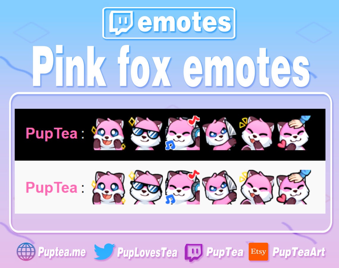 6x Cute Pink Fox Emotes Pack for Twitch Youtube and Discord Set 3 ...