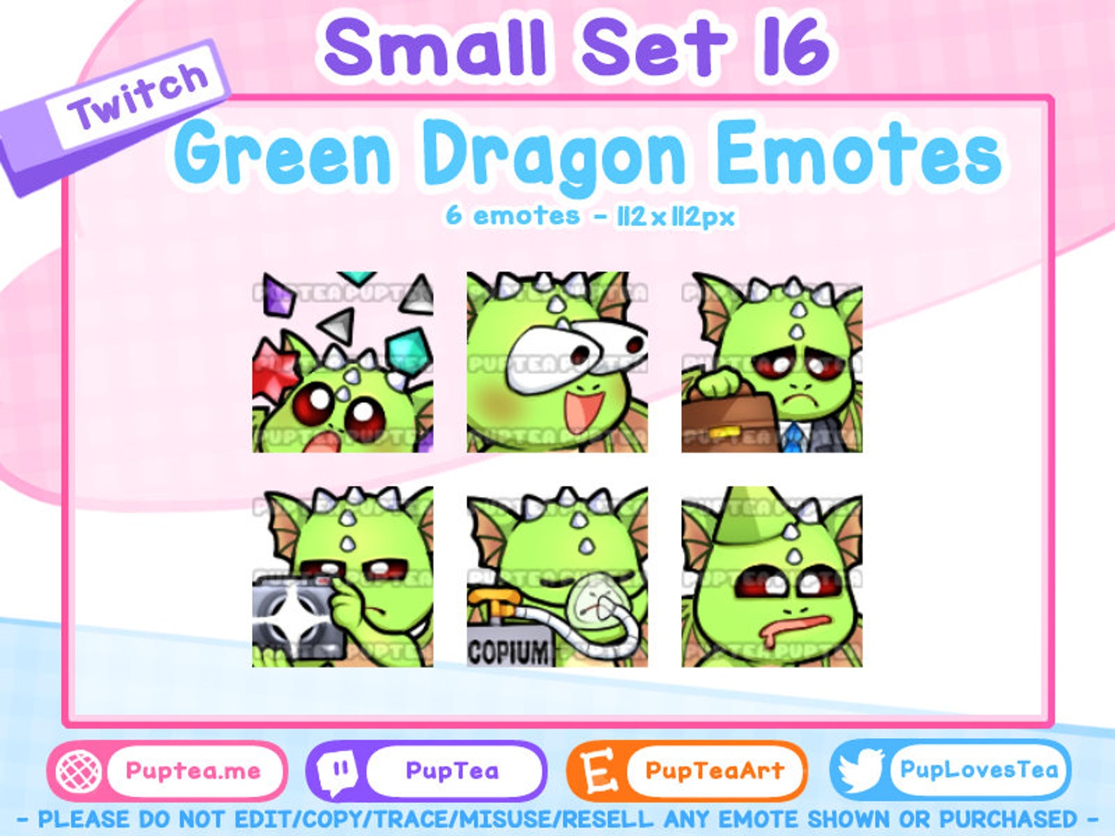 6x Cute Green Dragon Emotes Pack for Twitch Youtube and - Etsy