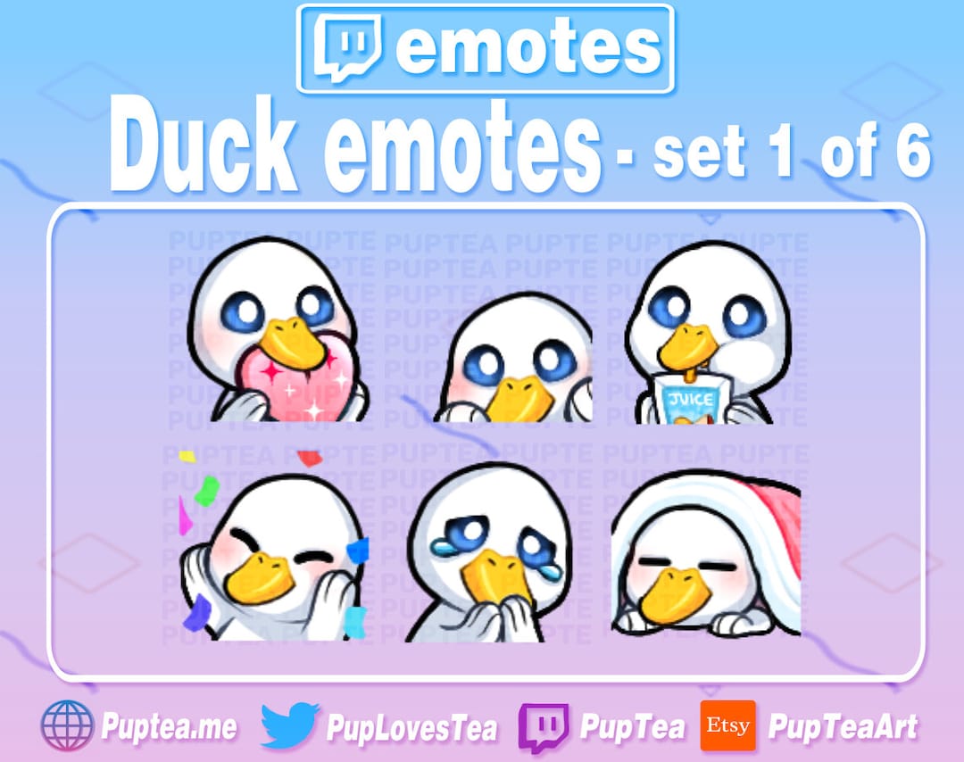 6x Cute Duck Emotes Pack for Twitch Youtube and Discord Set 1 - Etsy