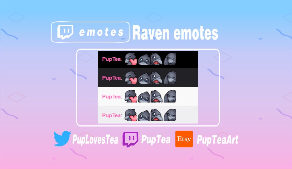 4x Cute Raven Emotes Pack for Twitch Youtube and Discord - Etsy
