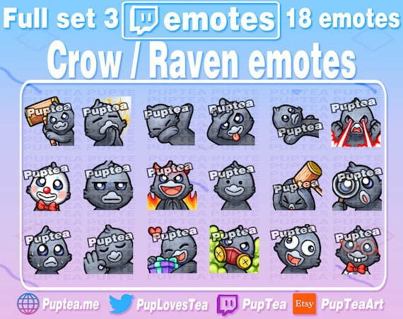 18x Cute Crow / Raven Emotes Pack for Twitch and Discord | Etsy