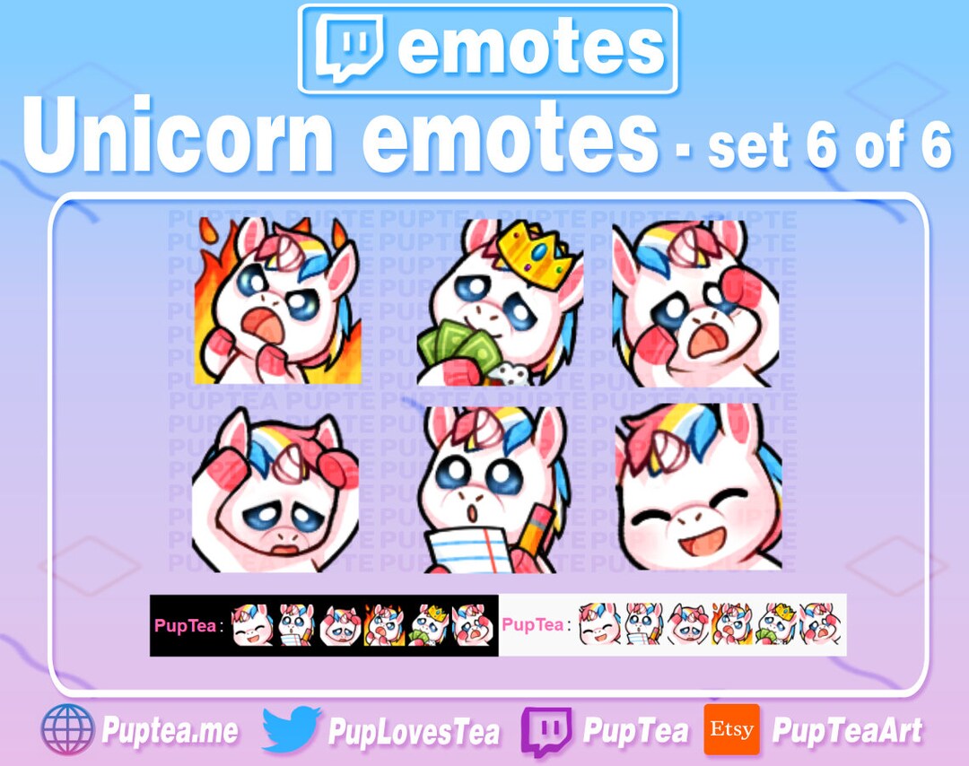 6x Cute Unicorn Emotes Pack for Twitch Youtube and Discord | Set 6 - Etsy