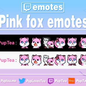 6x Cute Pink Fox Emotes Pack for Twitch Youtube and Discord Set 2 - Etsy