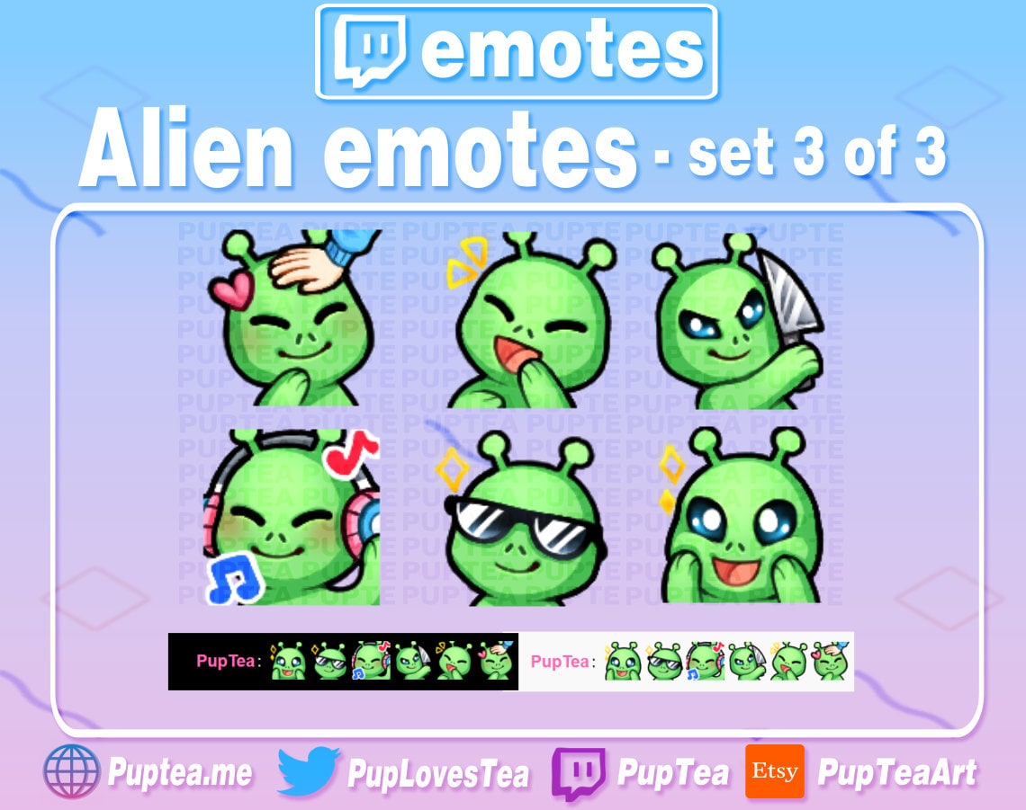 6x Cute Alien Emotes Pack for Twitch Youtube and Discord Set - Etsy