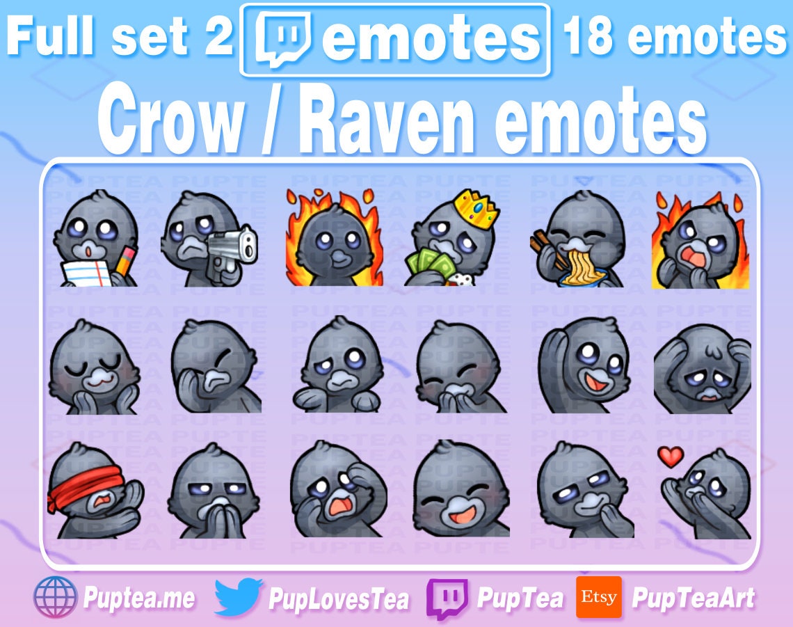 18x Crow / Raven Emotes Pack for Twitch Youtube and Discord | Full Set ...