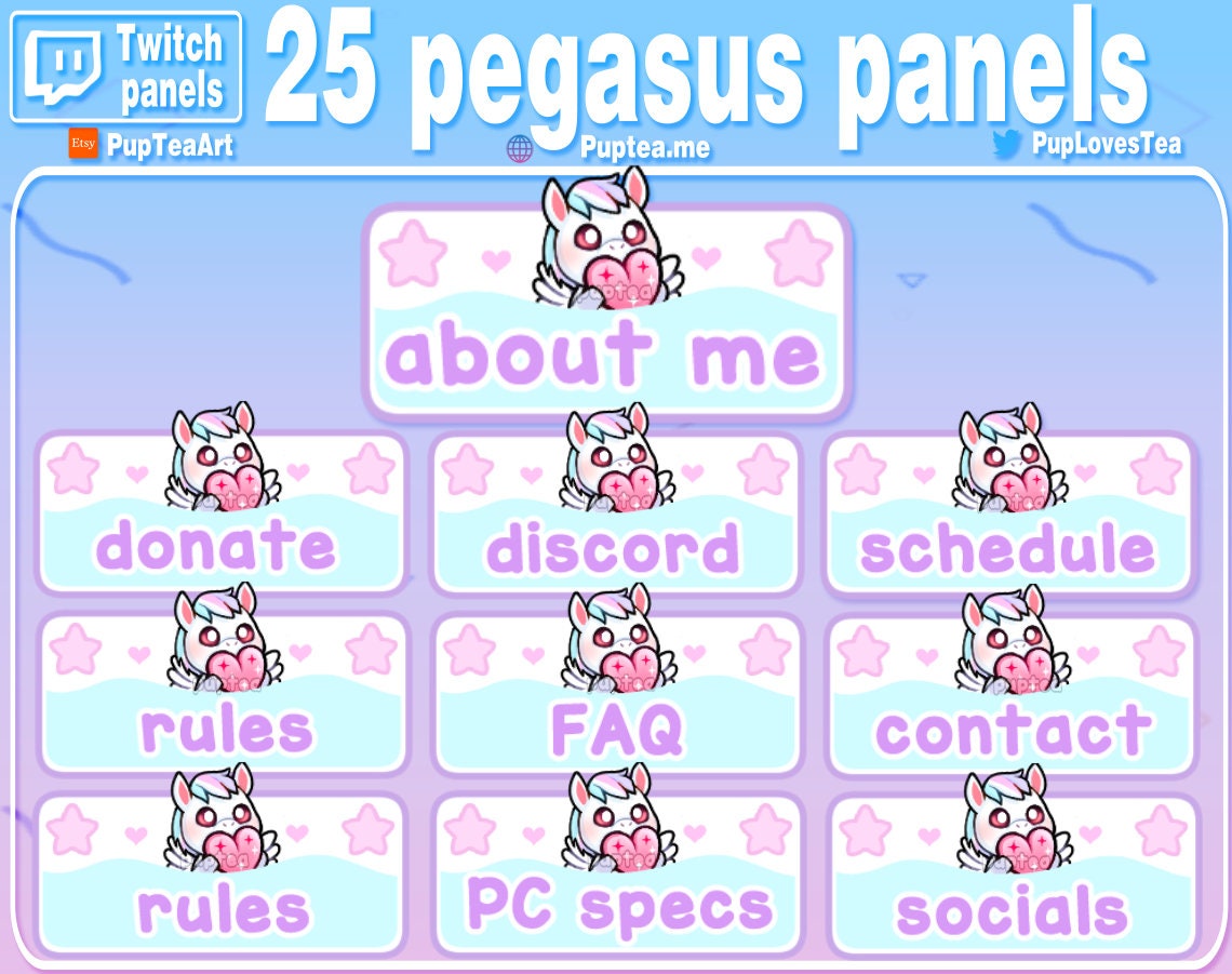25x Cute Pegasus Twitch Panels / Twitch Streamer Panels - Etsy