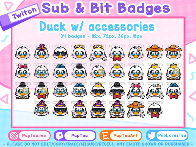 34x Cute Duck Twitch Sub Badges / Cheer Bit Badges | Accessory Set - Etsy