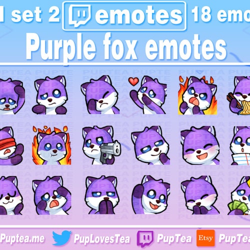 18x Cute Fox Emotes Pack For Twitch And Discord Full Set 1 Etsy Uk