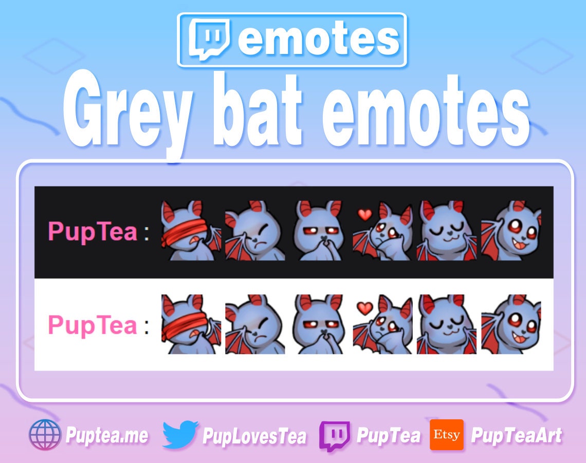 6x Cute Grey Bat Emotes Pack for Twitch Youtube and Discord Set 4 - Etsy