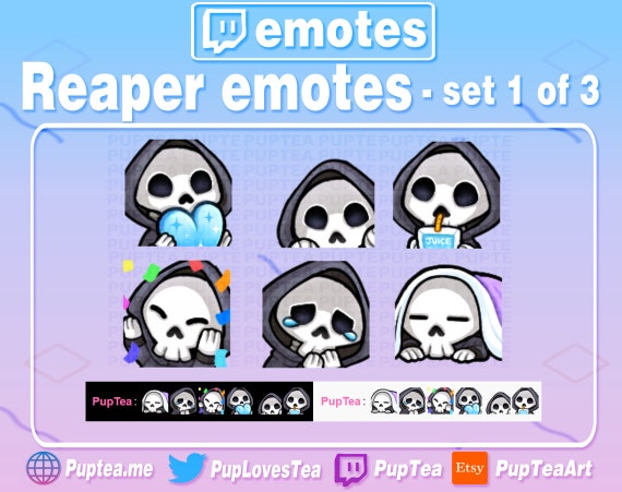 6x Cute Skeleton Grim Reaper Emotes Pack for Twitch and - Etsy