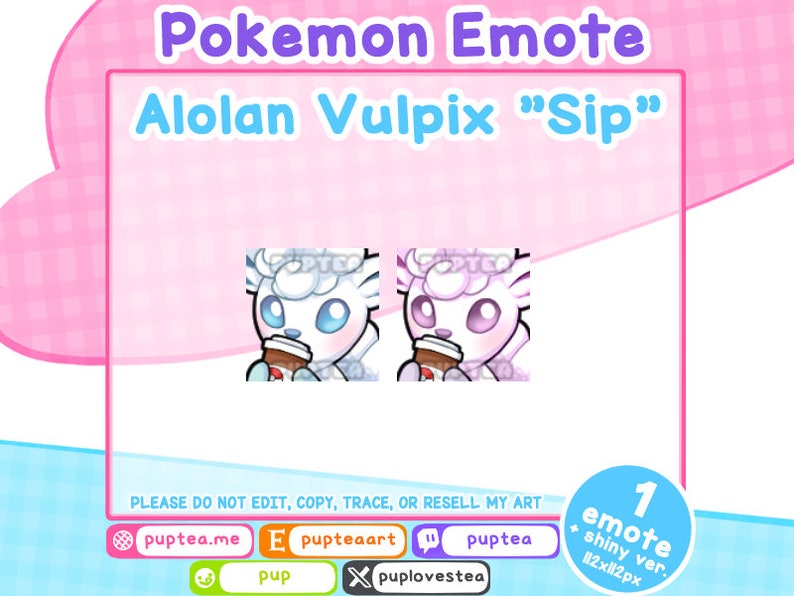 Pokemon Twitch and Discord Emote Alolan Vulpix Sip Emote - Etsy