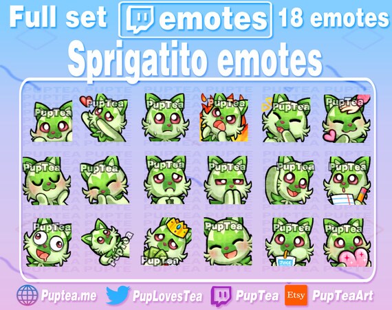 18x Cute Pokemon Sprigatito Emotes Pack for Twitch and Discord | Etsy ...