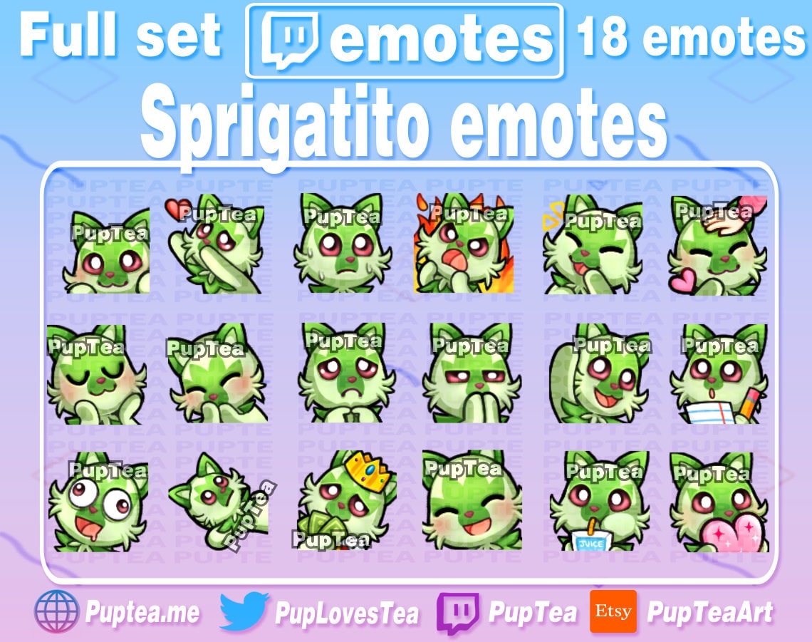 18x Cute Pokemon Sprigatito Emotes Pack for Twitch and Discord | Etsy ...
