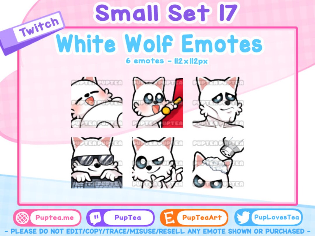 6x Cute White Wolf Emotes Pack for Twitch Youtube and Discord | Set 17 ...