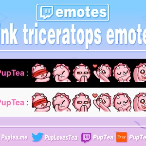 6x Cute Pink Triceratops Emotes Pack for Twitch Youtube and Discord Set ...