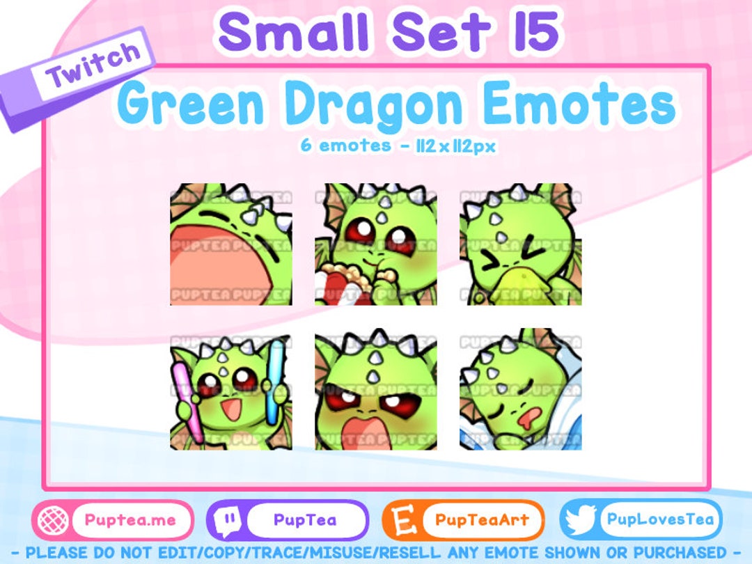 6x Cute Green Dragon Emotes Pack for Twitch Youtube and - Etsy