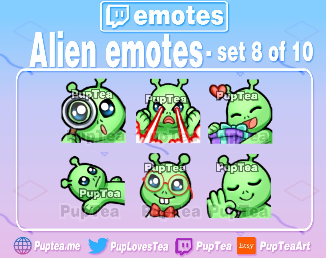 6x Cute Alien Emotes Pack for Twitch Youtube and Discord Set 8 - Etsy