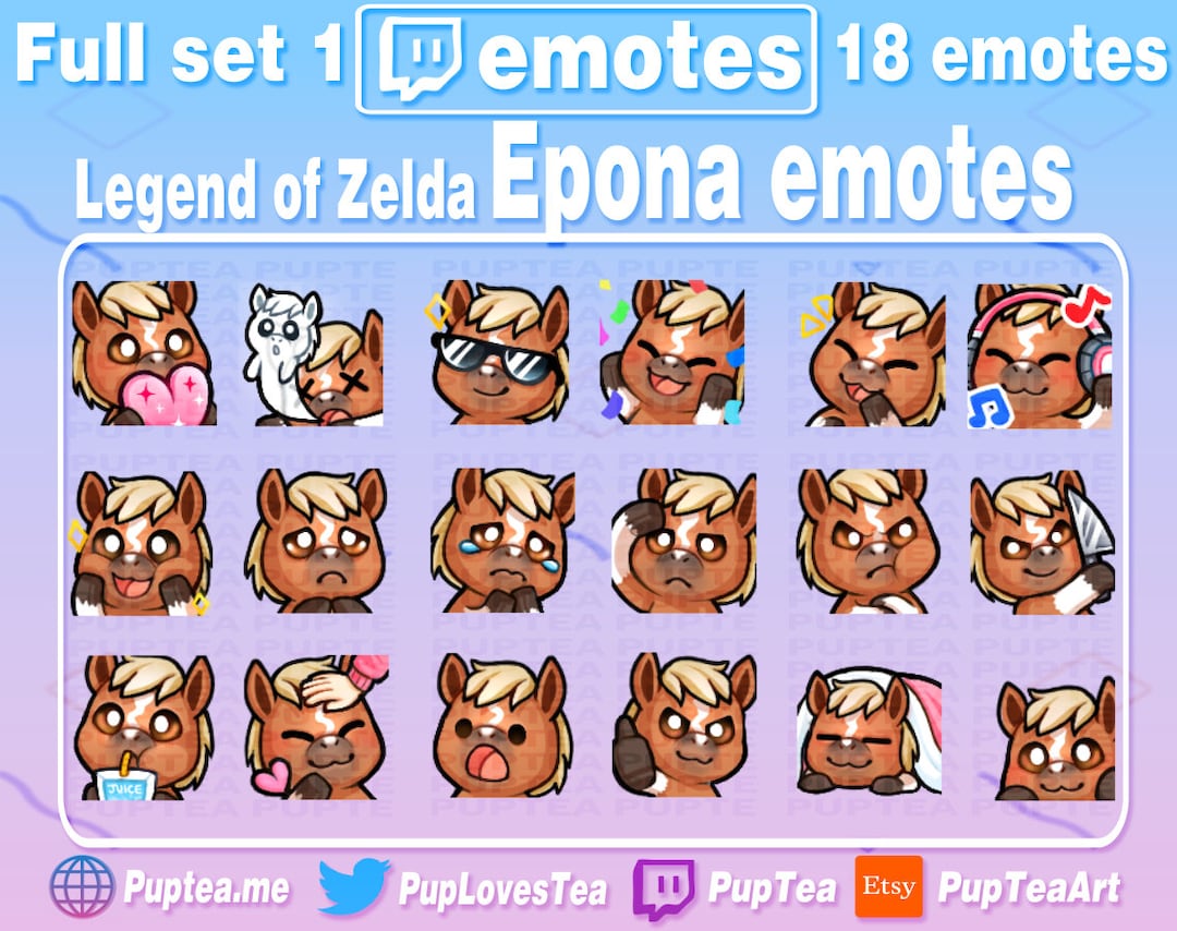 18x Cute Epona Emotes / Horse Emotes Pack for Twitch Youtube and ...