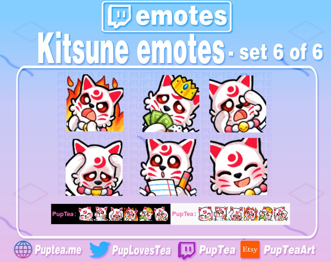 6x Cute Kitsune Emotes Pack for Twitch Youtube and Discord | Set 6 - Etsy