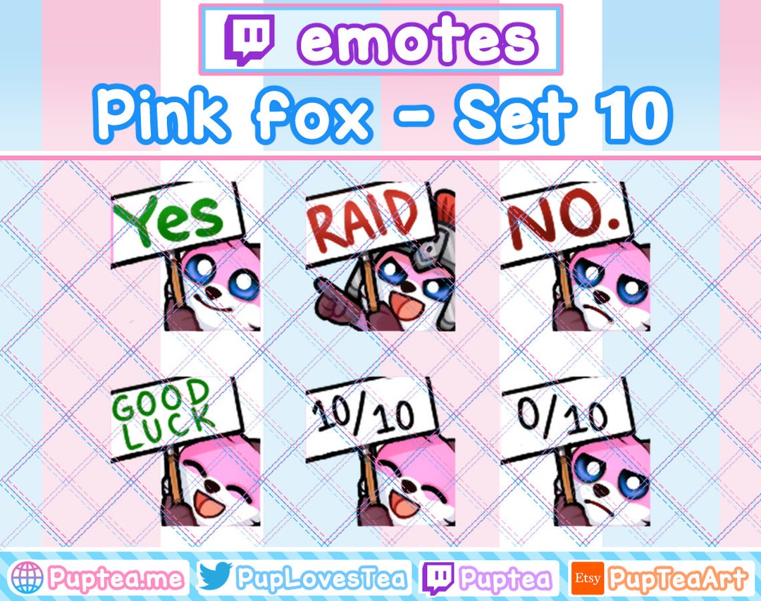 6x Cute Pink Fox Emotes Pack for Twitch Youtube and Discord Set 10 - Etsy