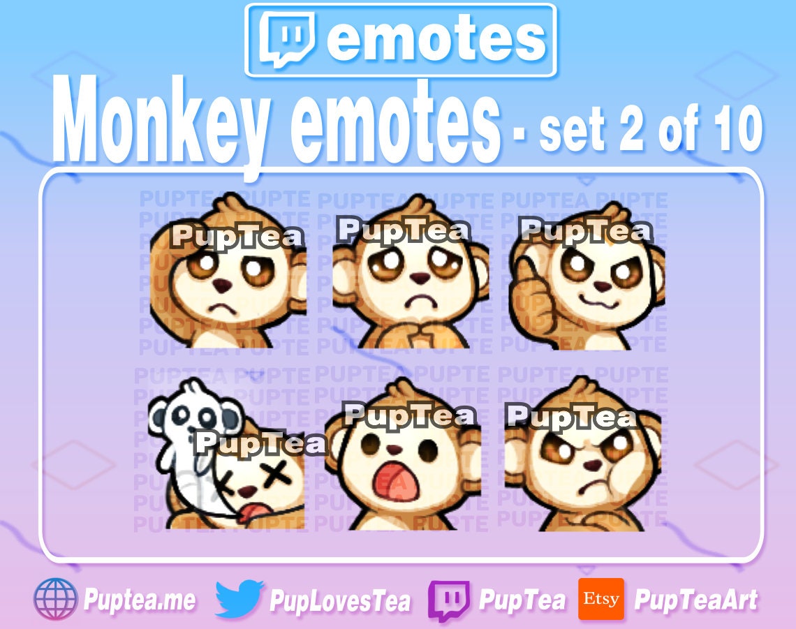 Drawing & Illustration Digital Full set 1 18x Cute Monkey Emotes Pack ...