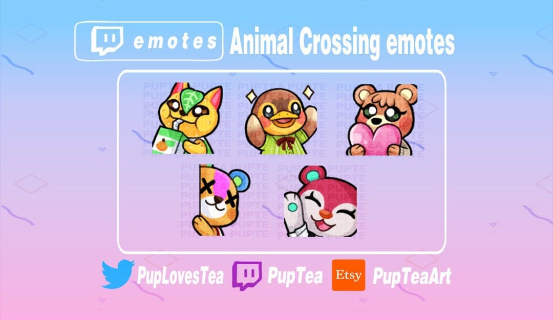 5x Cute Animal Crossing Emotes Pack for Twitch Youtube and Discord ...