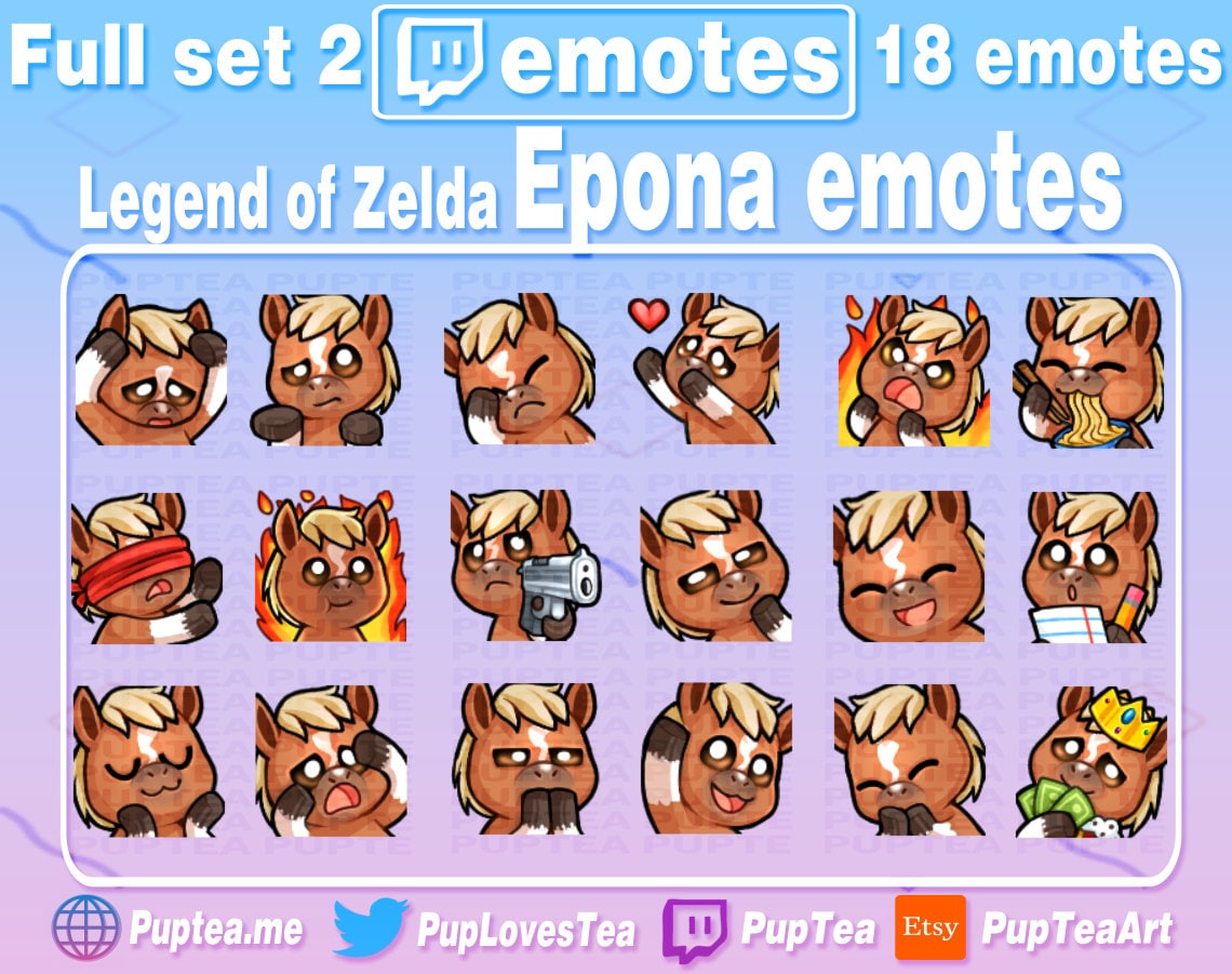 Set 4 Horse Emotes Pack for Twitch and Discord 6x Cute Epona Emotes Art ...