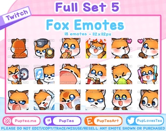 10 Cute Red Fox Emotes pack 2 for Twitch Youtube Discord - Etsy