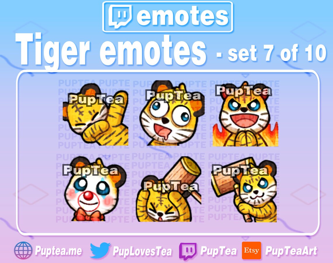 6x Cute Tiger Emotes Pack for Twitch Youtube and Discord Set - Etsy