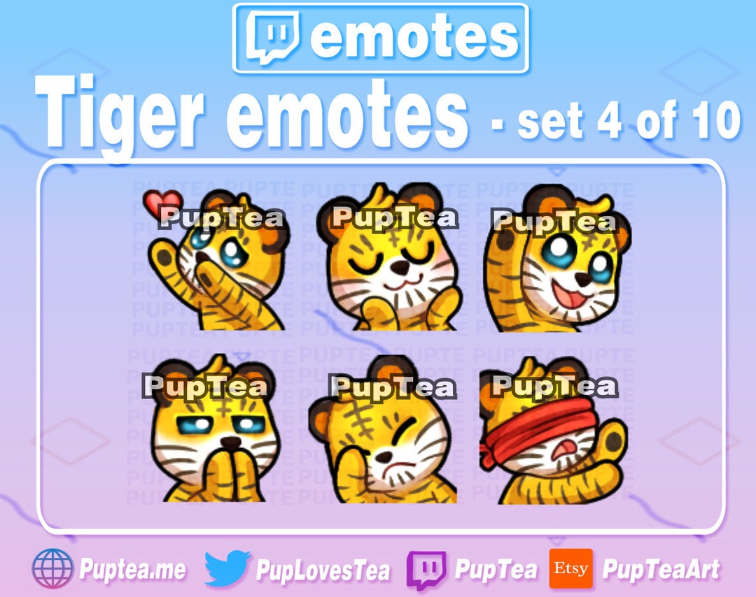 6x Cute Tiger Emotes Pack for Twitch Youtube and Discord Set 4 - Etsy