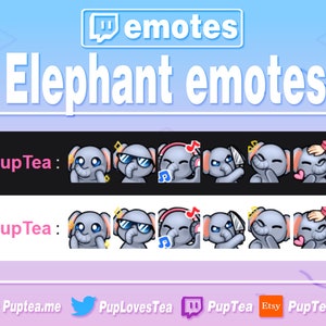6x Cute Elephant Emotes Pack for Twitch Youtube and Discord - Etsy