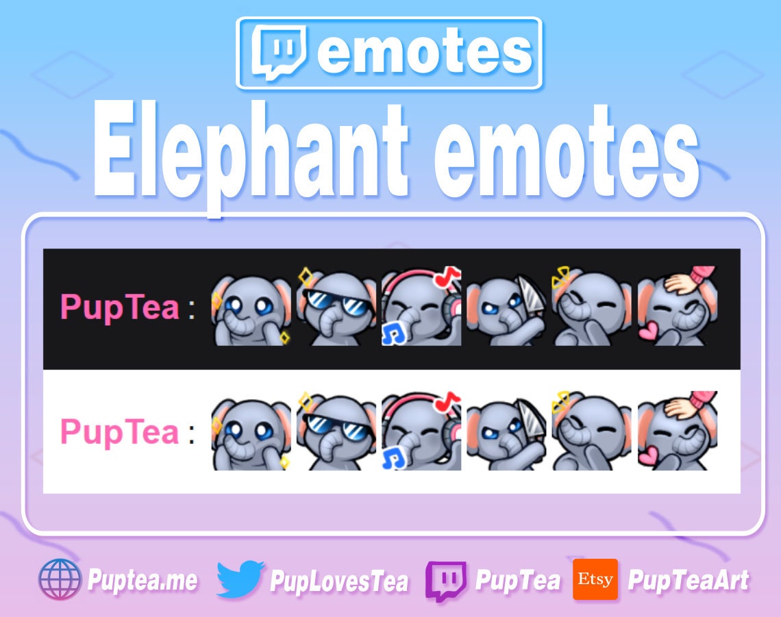 6x Cute Elephant Emotes Pack for Twitch Youtube and Discord - Etsy