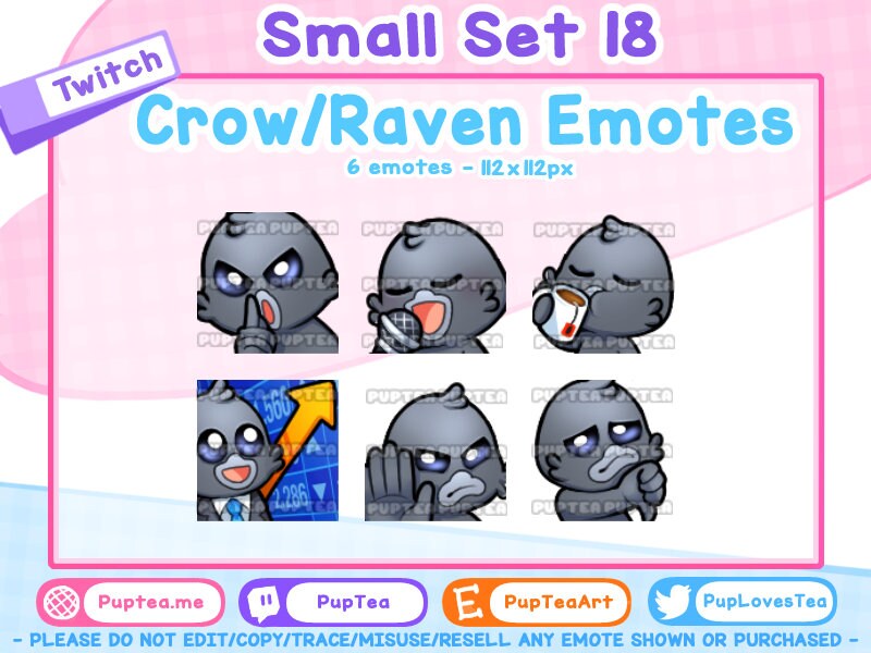 6x Cute Crow / Raven Emotes Pack for Twitch Youtube and Discord Set 18 ...